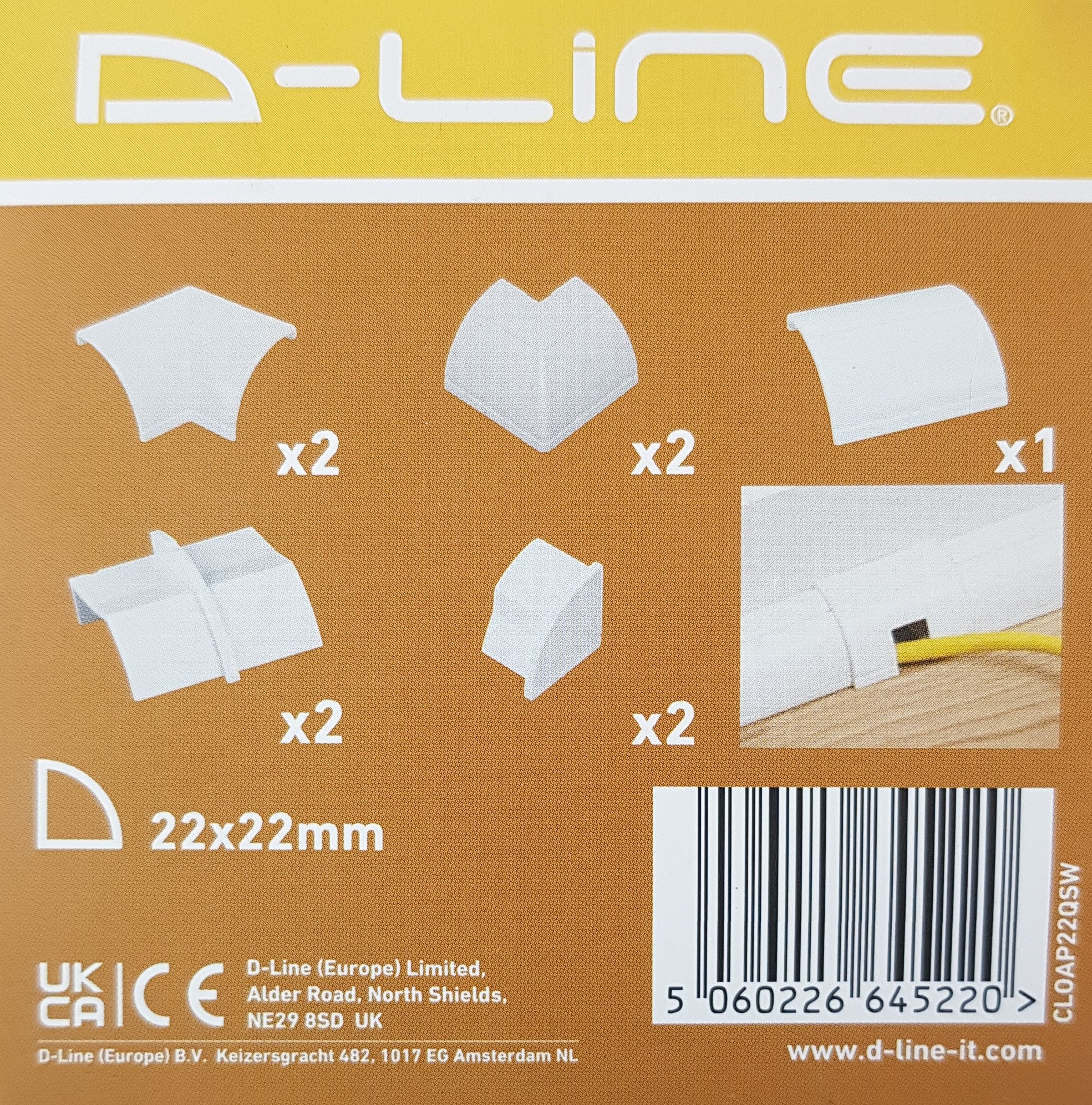 d-line Trunking Accessories pack: For 22mm x 22mm Quarter round trunki ...