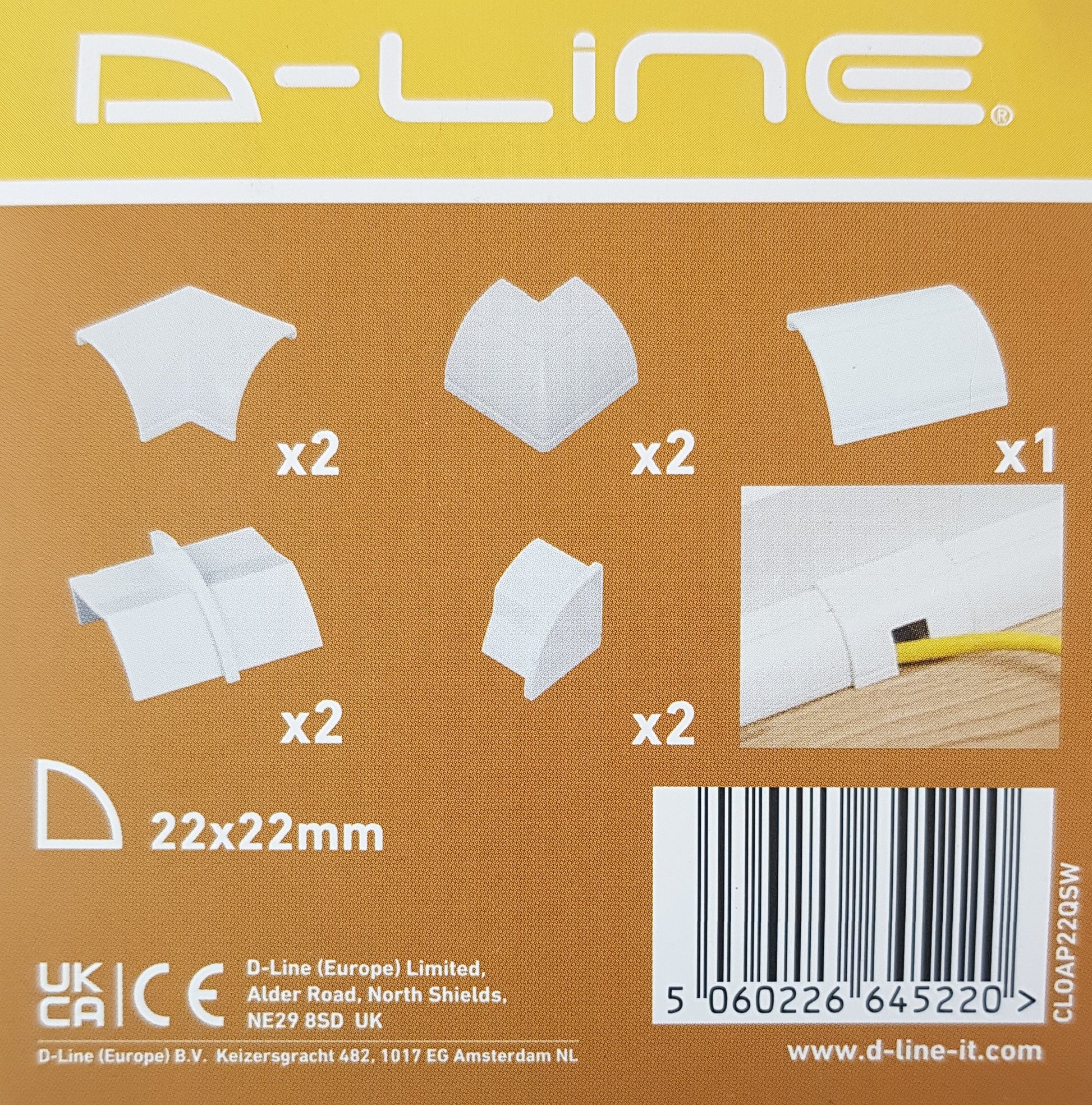d-line Trunking Accessories pack: For 22mm x 22mm Quarter round trunki ...